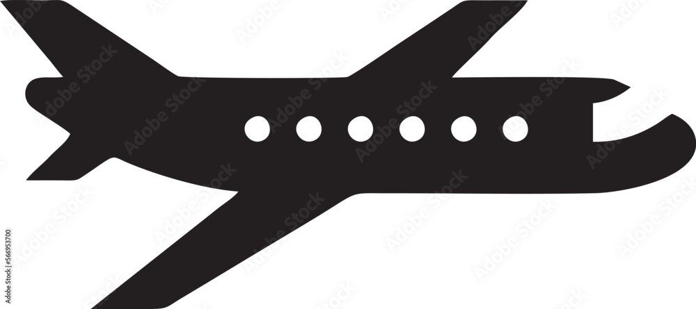 airplane icon symbol in a black image, flight illustration vector image ...