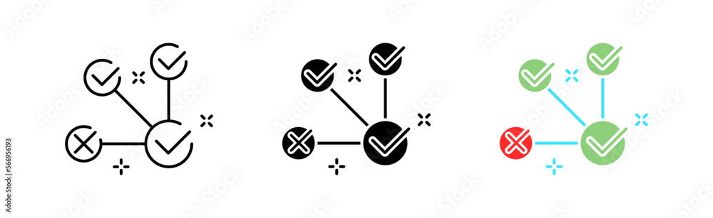 Structure icons set. Scheme, structure, data organization, distribution ...