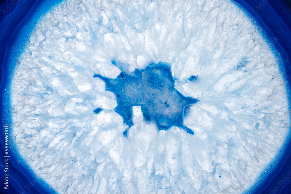 Amazing blue agate cut cross section. Natural crystal mineral formation ...