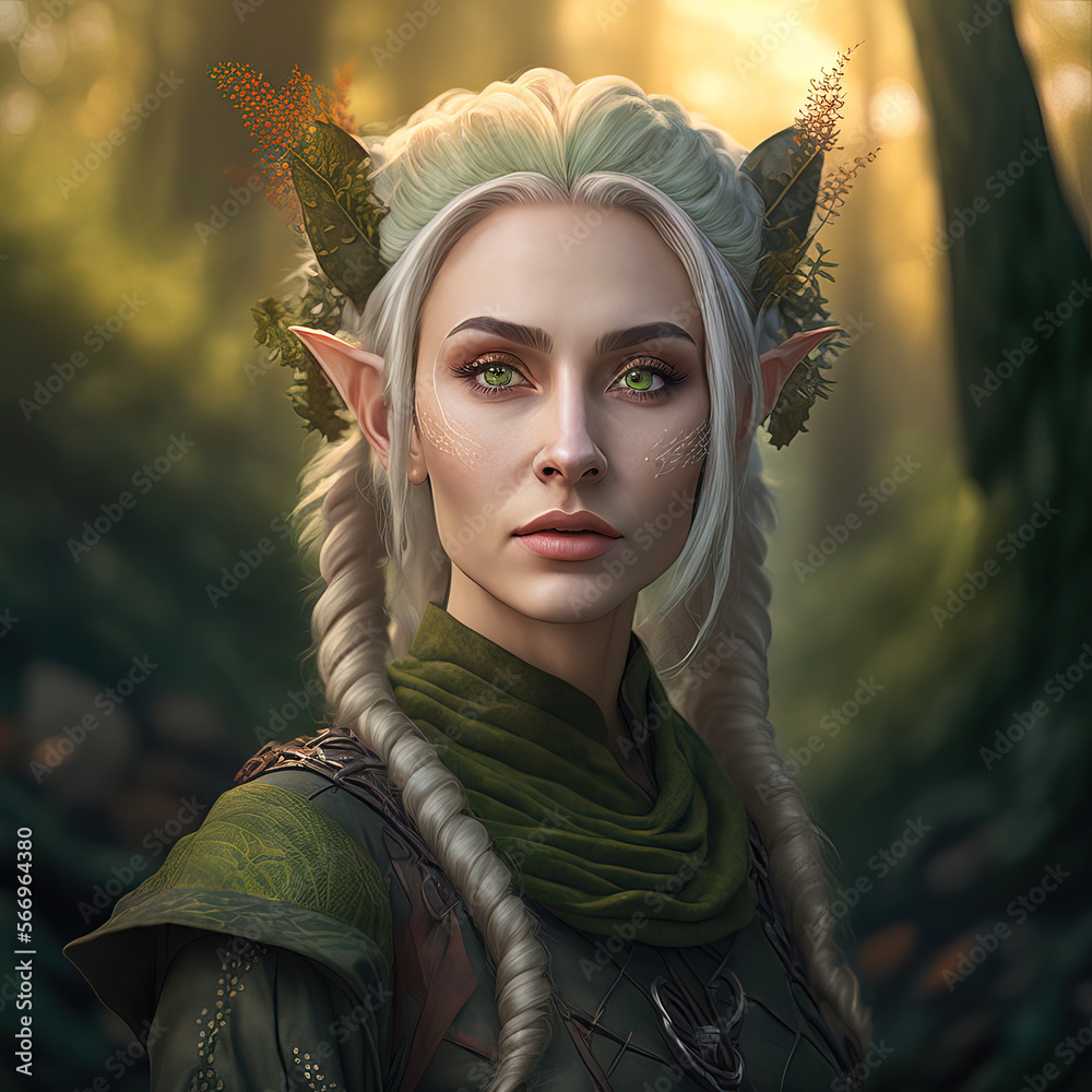 Magnificent Female Elf Portrait: RPG-style Avatar Token generative ai ...