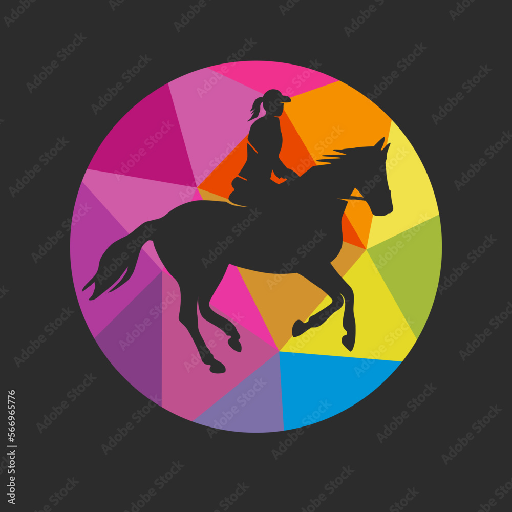 Horse riding sport graphic for use as a template for flyer or for use ...