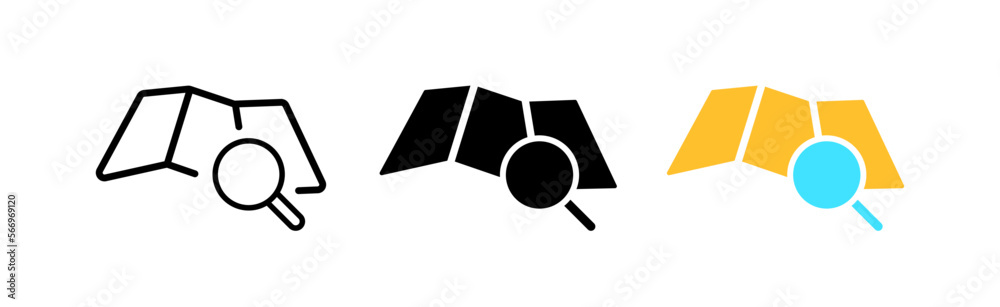 Vecteur Stock World map line icon. World, knowledge, location, research ...