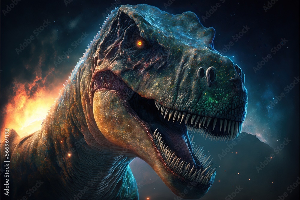 t-rex tyrannosaurus rex in space illustration generative ai ilustração ...