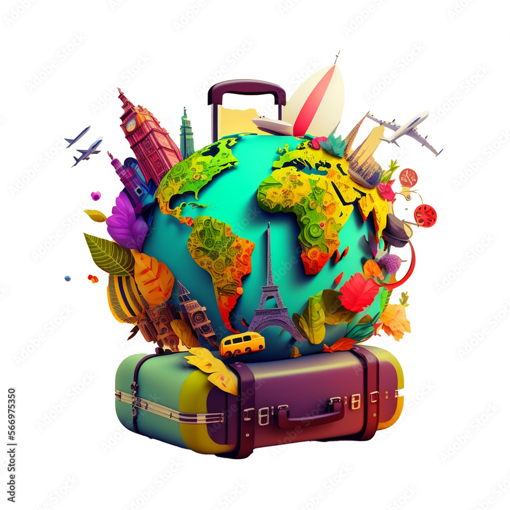 Time to travel around the world! (AI Generated) Stock Illustration ...