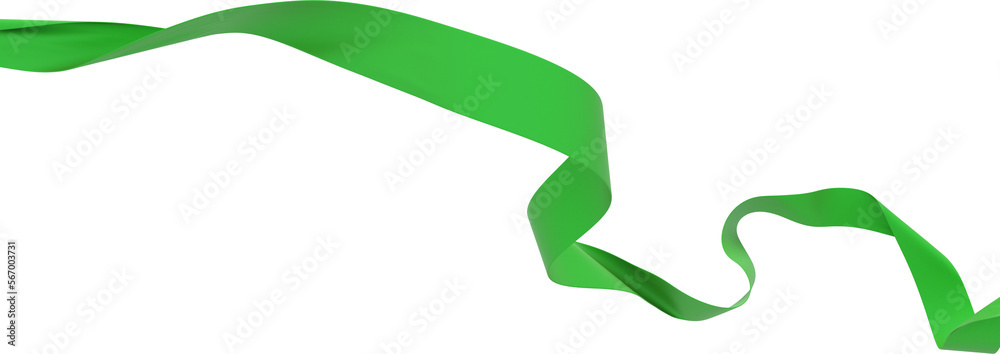 Smooth green ribbon isolated on transparent background. 3d rendering ...