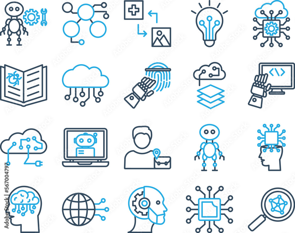 Vetor de Artificial intelligence icons set, Artificial intelligence vector icons, Artificial ...