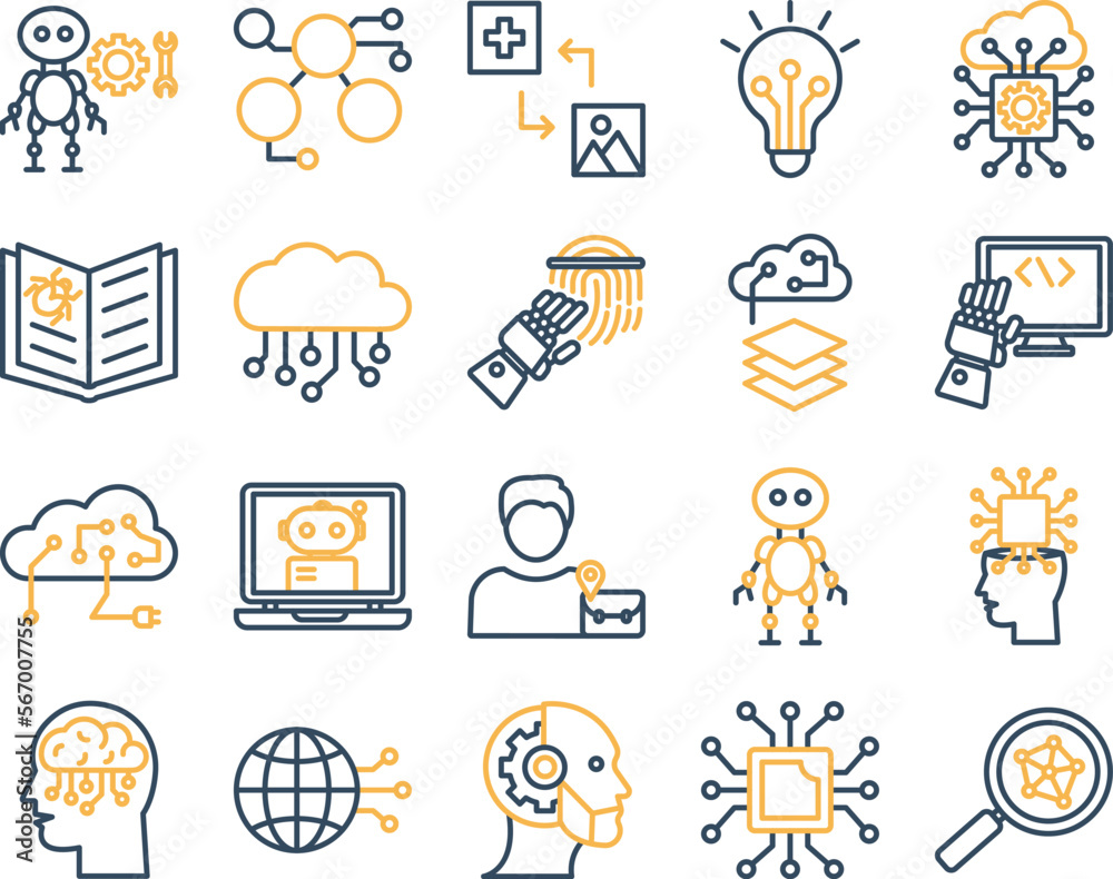 Artificial intelligence icons set, Artificial intelligence vector icons, Artificial icons pack ...