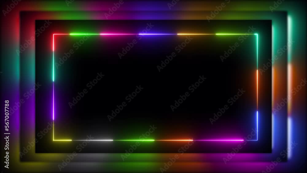 Modern Neon Rectangle Frame Animation. Loop Animation Neon Rectangle ...