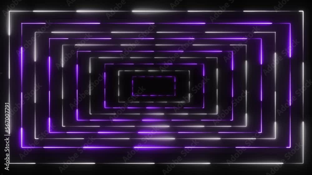 White and Purple Modern Neon Rectangle Frame Animation. Futuristic Neon ...