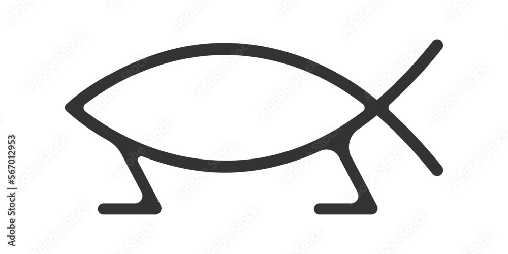 Darwin fish symbol isolated. Ichthys sign variation. Jesus fish parody ...
