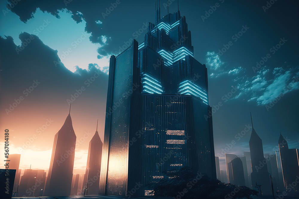 Cyberpunk town at night, futuristic skyscraper city, dystopian artwork ...