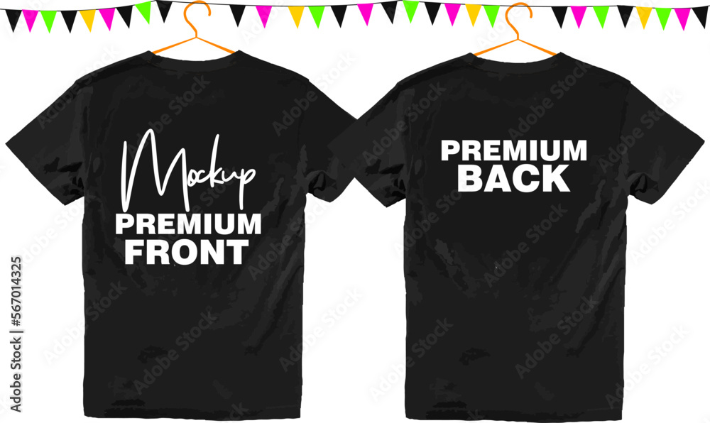 Vetor de Black t shirt mockup , mockup tshirt front and back, t shirt ...