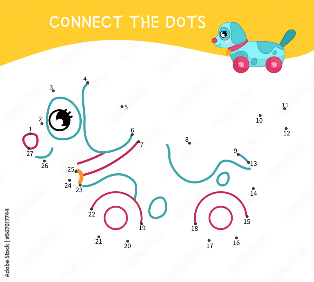 Educational game for kids. Dot to dot game for children. Vector ...