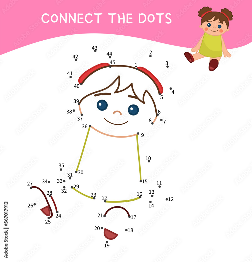 Educational game for kids. Dot to dot game for children. Vector ...