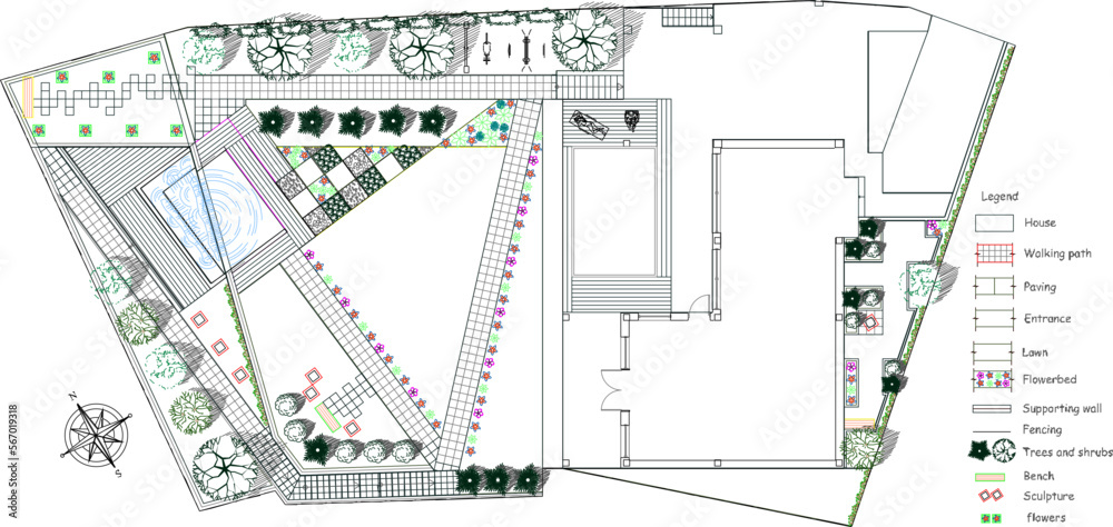 Vector sketch illustration of park area floor plan Stock Vector | Adobe ...