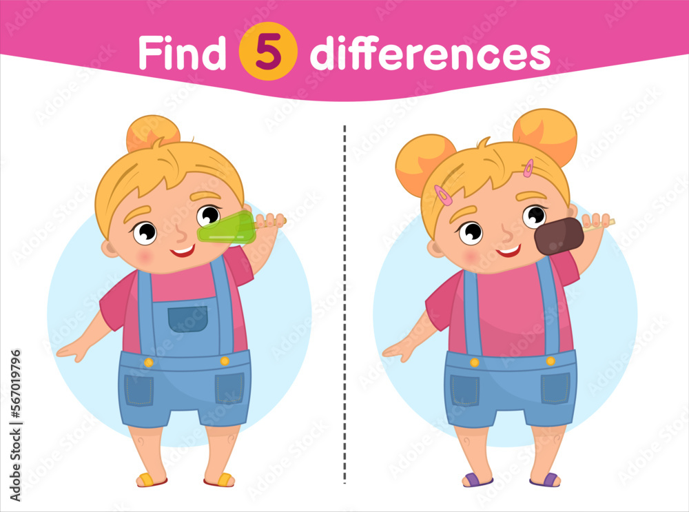 Find differences. Educational game for children. Cartoon vector ...