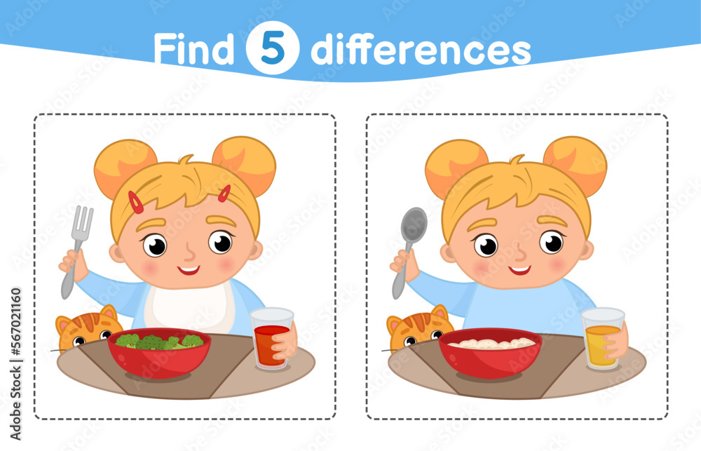 Find differences. Educational game for children. Cartoon vector ...