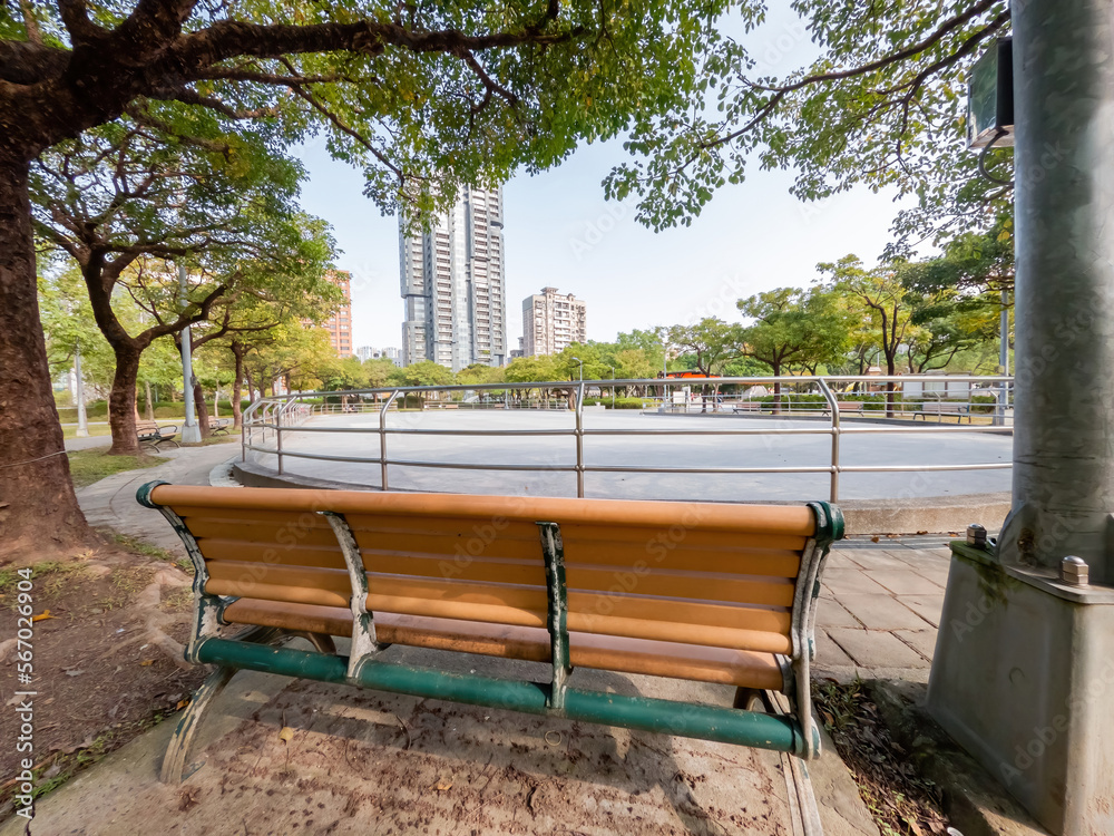 Sunny view of the Roller Skating Rink in the Daan Forest Park Stock ...