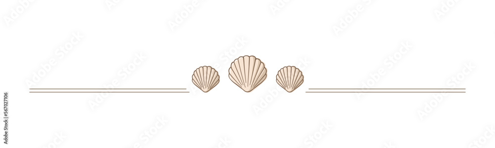 Seashells border divider. Sea and ocean design template. Vector ...