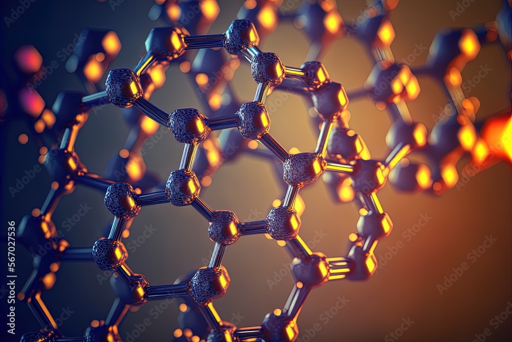nanotechnology abstract close-up of a hexagonal geometry serving as a ...