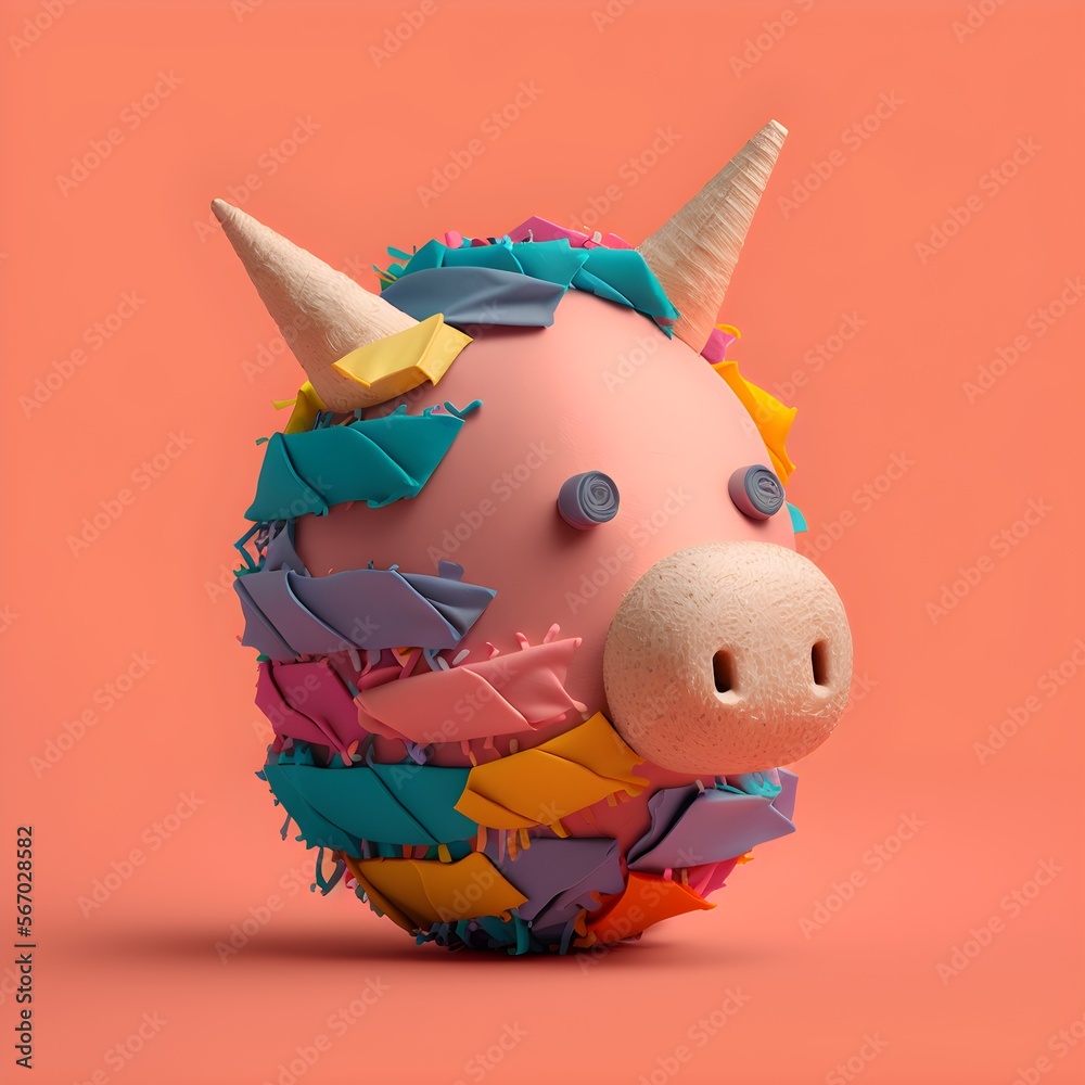 Pinata on pink background clay style, generative ai created, candy ...