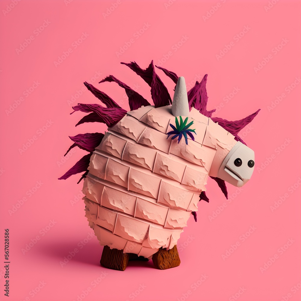 Pinata on pink background clay style, generative ai created, candy ...