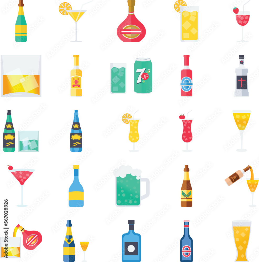 Alcohol and drink icons set, Alcohol vector icons set, Alcohol icons ...