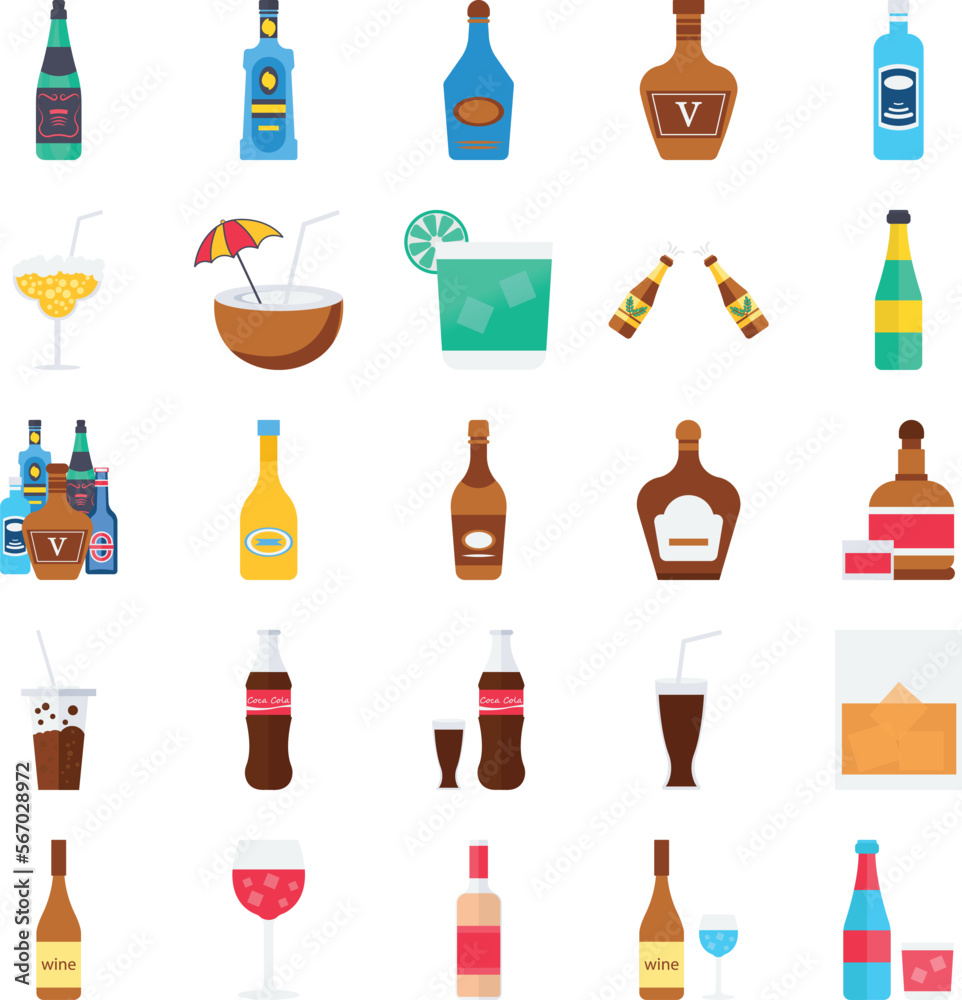 Alcohol and drink icons set, Alcohol vector icons set, Alcohol icons ...