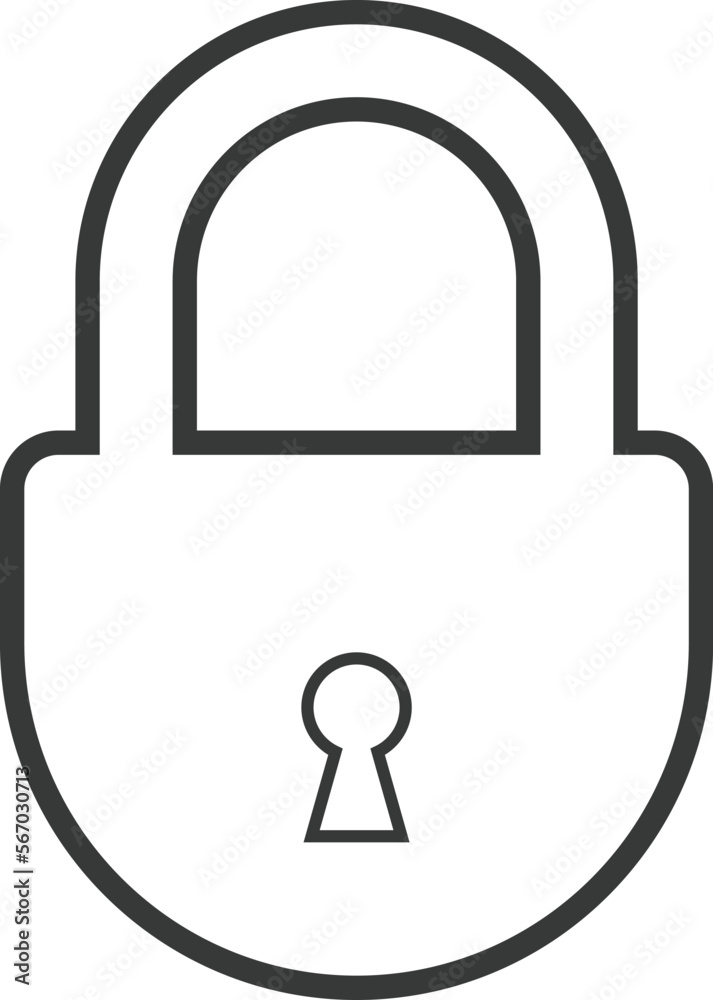 close outline padlock icon. locked and lock on transparent background ...
