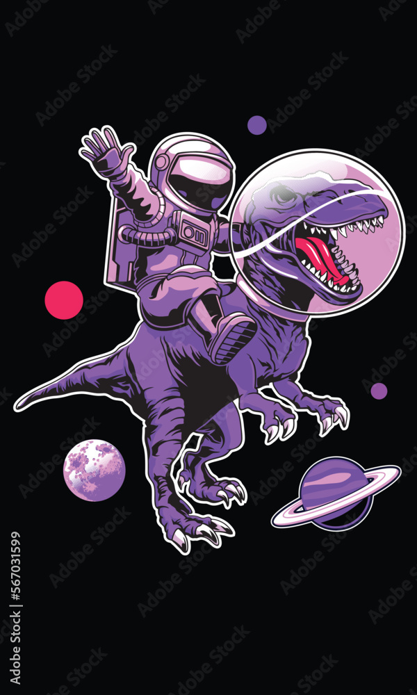 astronaut riding a dinosaur Vector Illustration. Science Technology ...