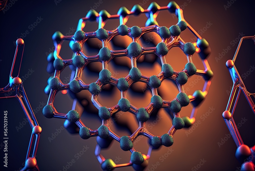 nanotechnology abstract image showing a close-up of a hexagonal shape ...