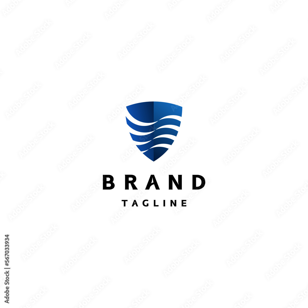 Water Shield Logo Design. Water Surface Wave Symbol Inside Shield Icon ...