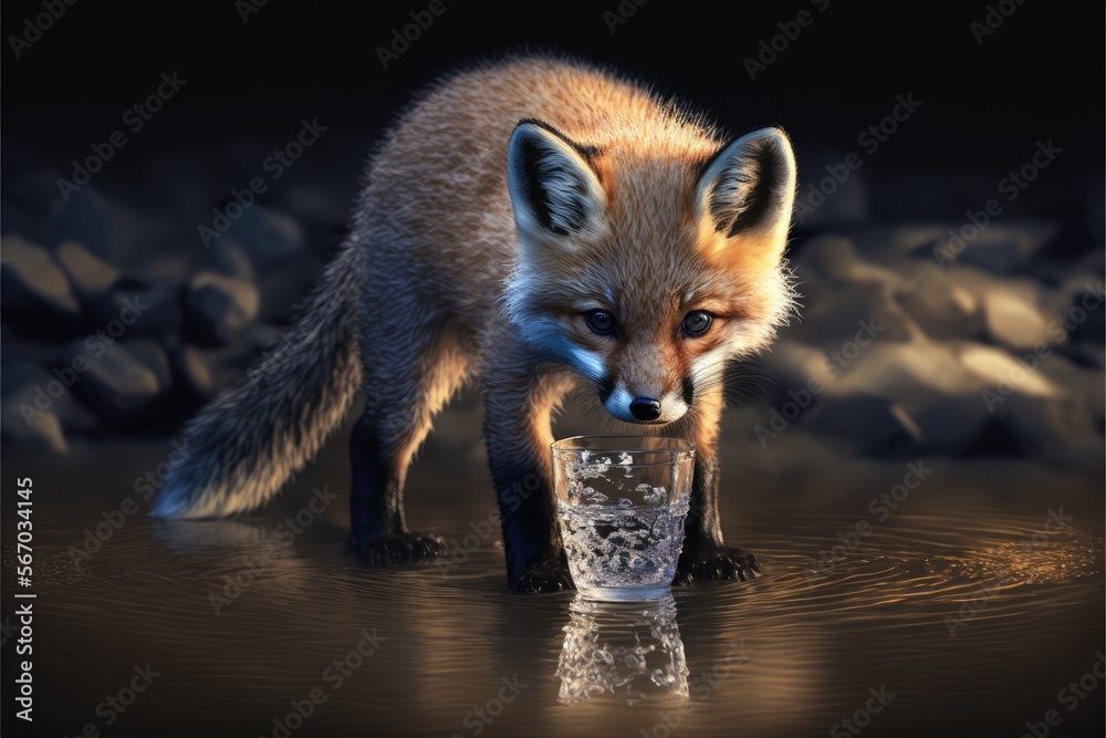 Red fox in search of clean water. Clean water and wildlife. Ecology ...