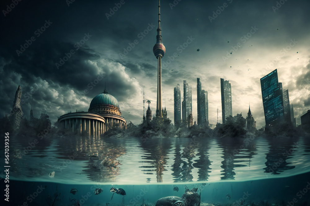 Abandoned Berlin City in the future. Empty roads and a dystopian ...