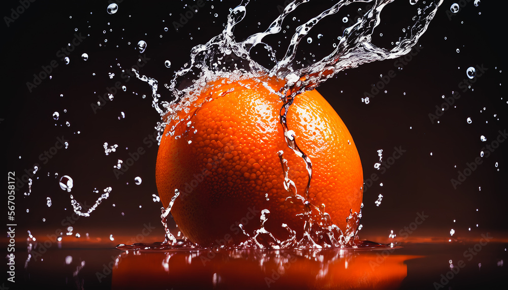 Captivating still-life of water-splashed oragne fruit captures the ...