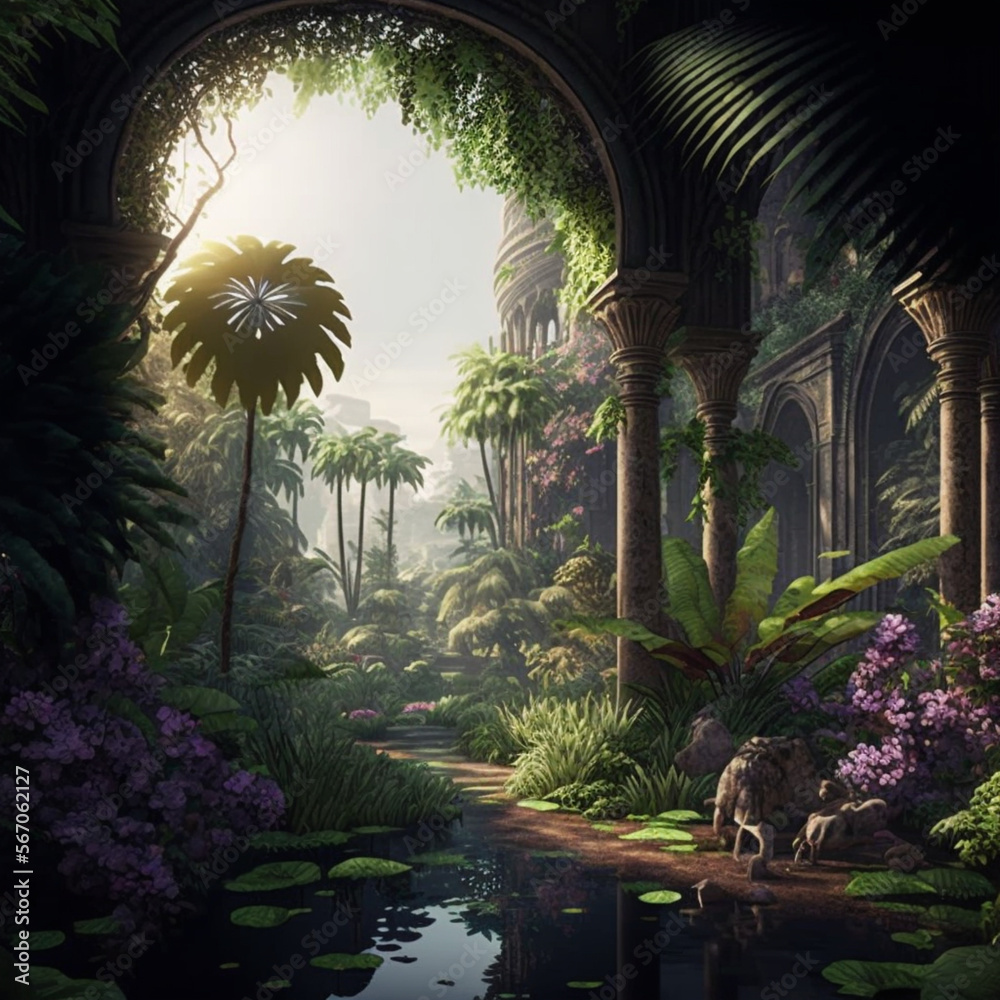 Visualizing Paradise: Illustrations of the Garden of Eden Stock Illustration | Adobe Stock