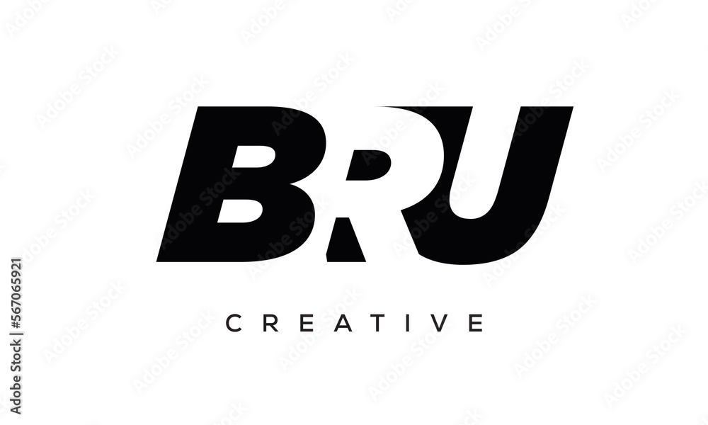 BRU letters negative space logo design. creative typography monogram ...