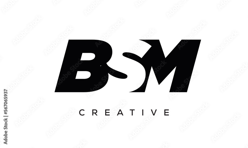 BSM letters negative space logo design. creative typography monogram ...