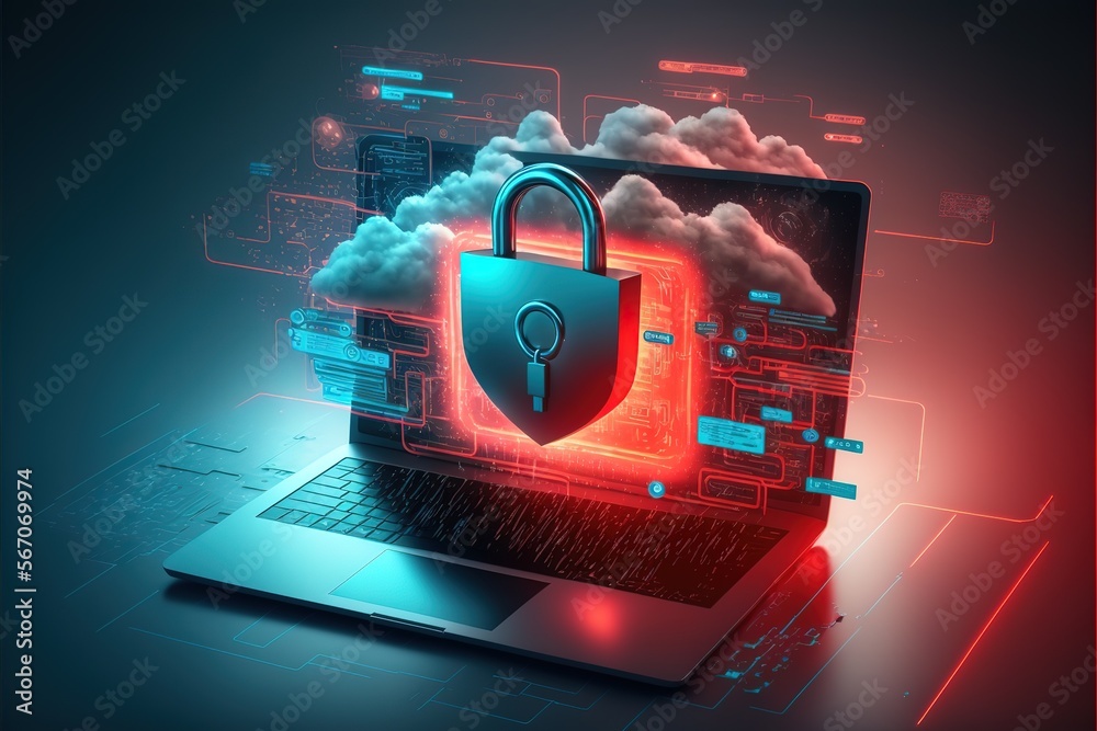 Cyber Security Data Protection Cyberattacks Concept On Blue