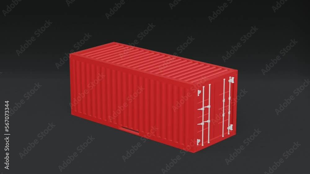 3D single container fall on black background animation. 3D Realistic ...