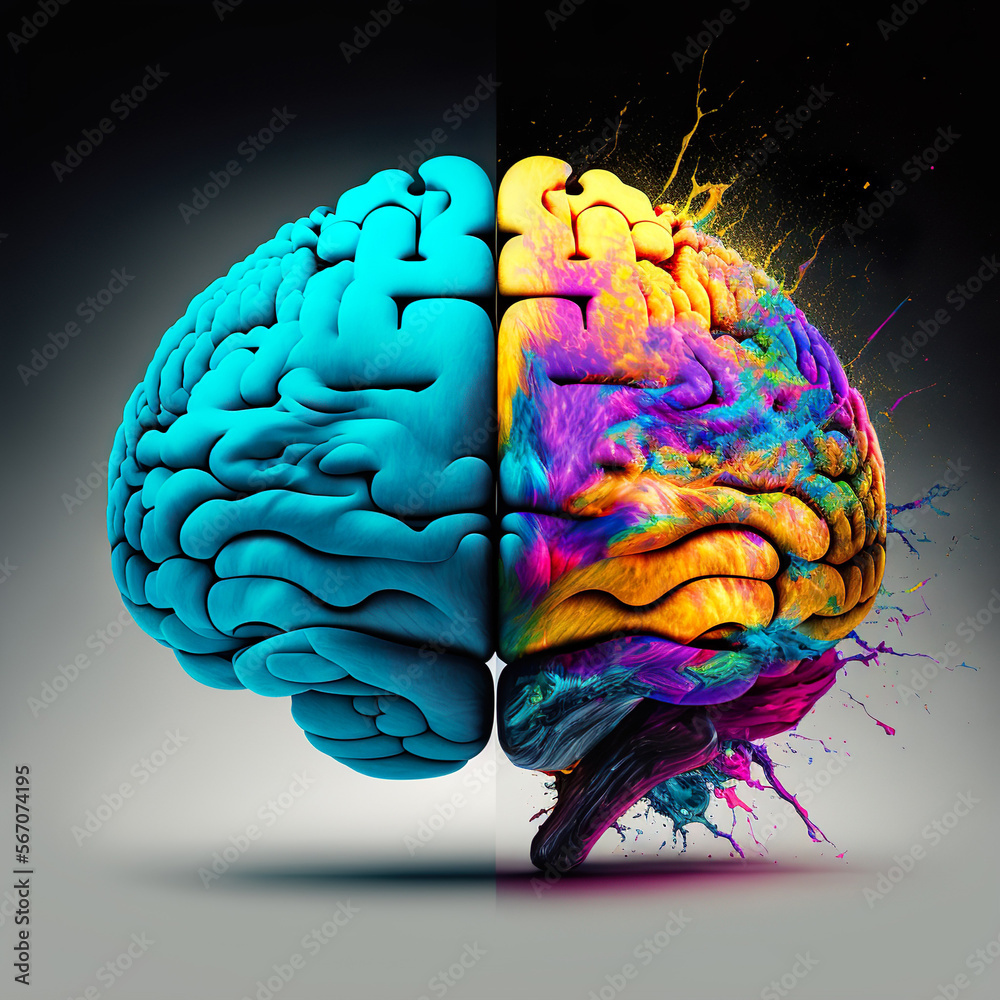 Left and right human brain. The right creative hemisphere and the left ...