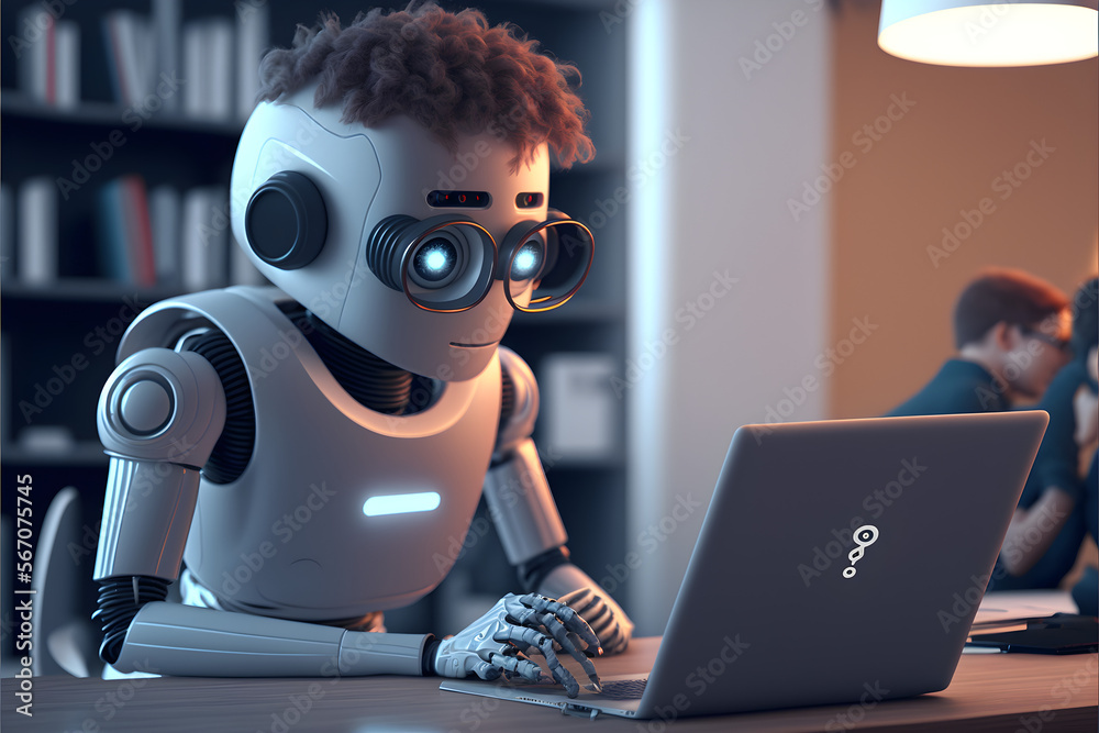 Artificial Intelligence in Education with AI humanoid robot studying in ...