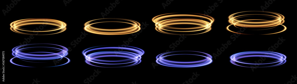 Collection of futuristic HUD catwalk portals gold or neon HUD PNG ...