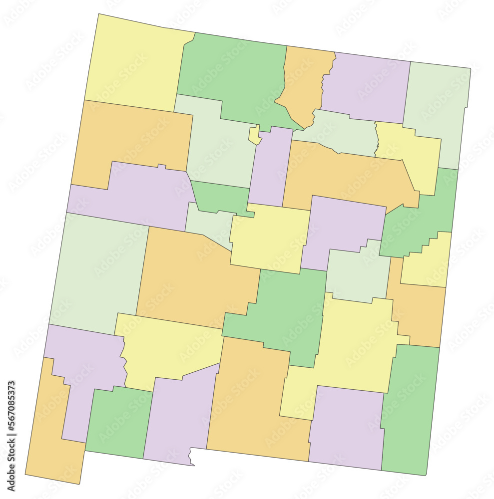 New Mexico - Highly detailed editable political map with labeling ...
