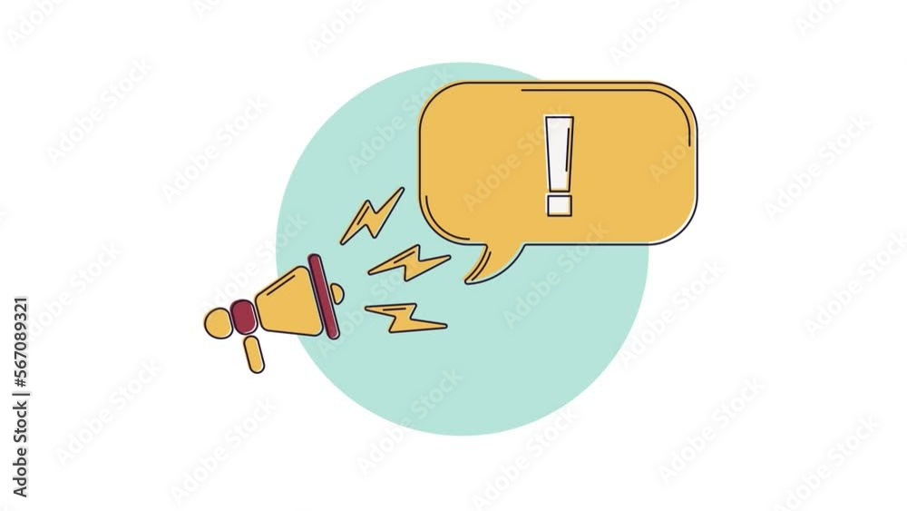 Exclamation mark, sign. Announcement Message With Megaphone On yellow ...