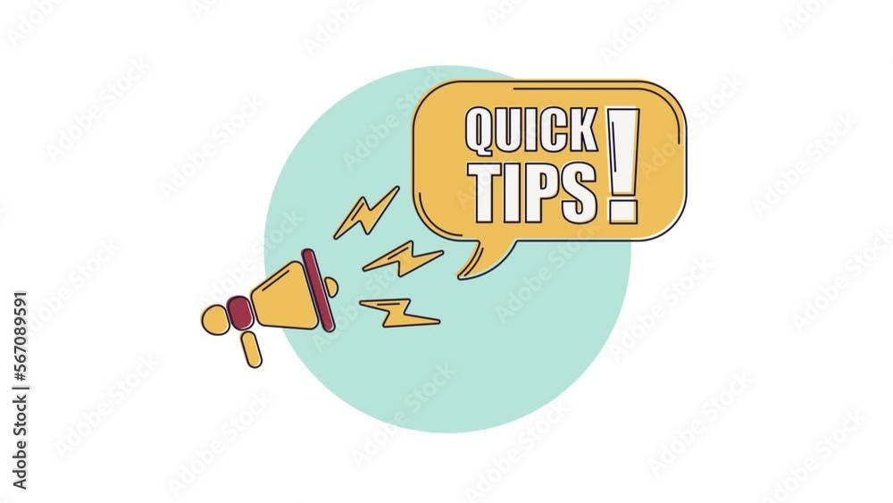Quick tips! Announcement Message With Megaphone On yellow Speech Bubble ...