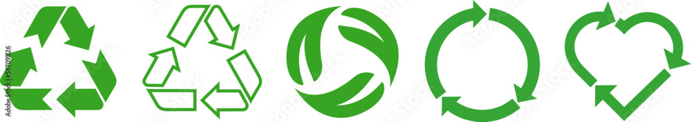 Recycling.Set recycle icons sign.Recycle logo or symbol.Green icons for ...