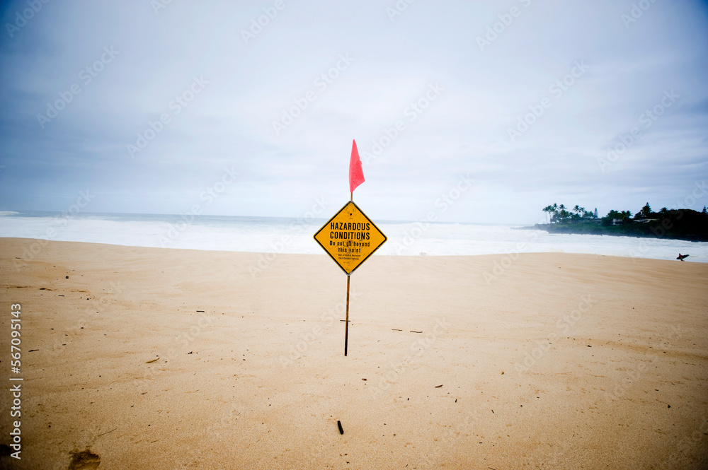 Warning sign posted a day before the 25th Eddie Aikau Big Wave ...