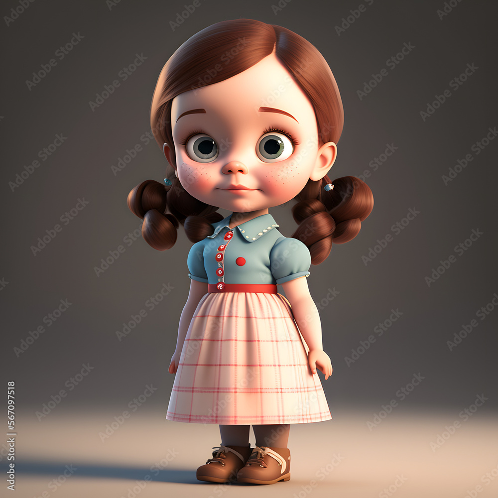 Cute Cartoon Girl 3d Characters