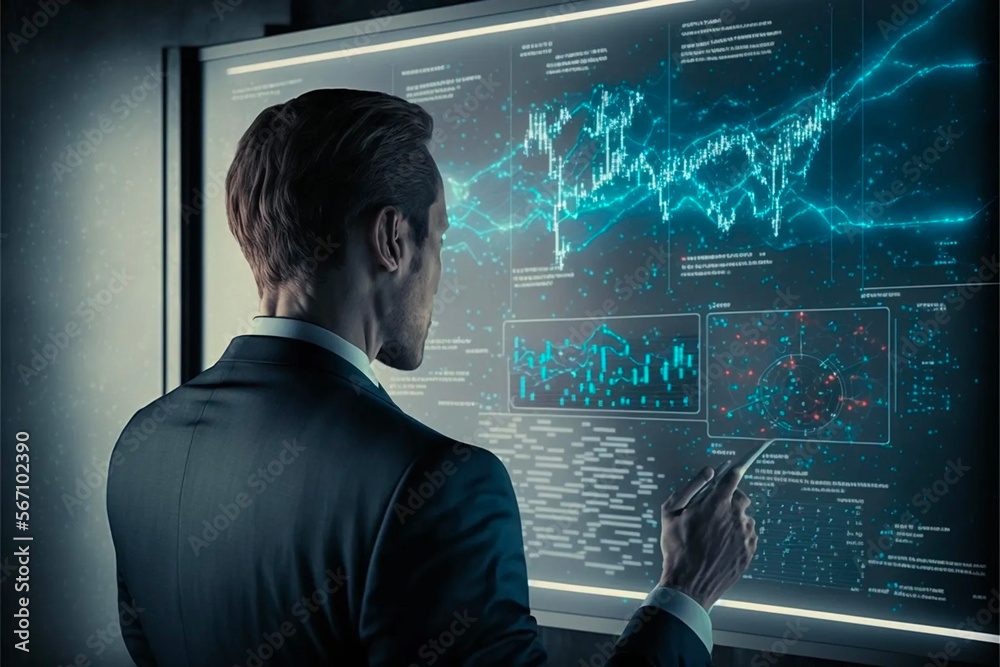 Big data technology and data science. Data scientist analysing and ...